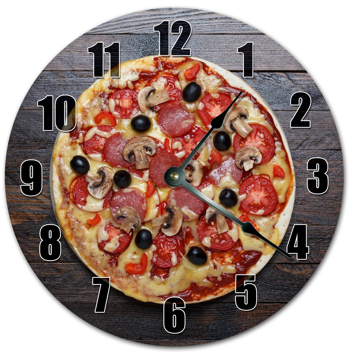 10.5 PEPPERONI PIZZA Clock Living Room Clock Large | Etsy