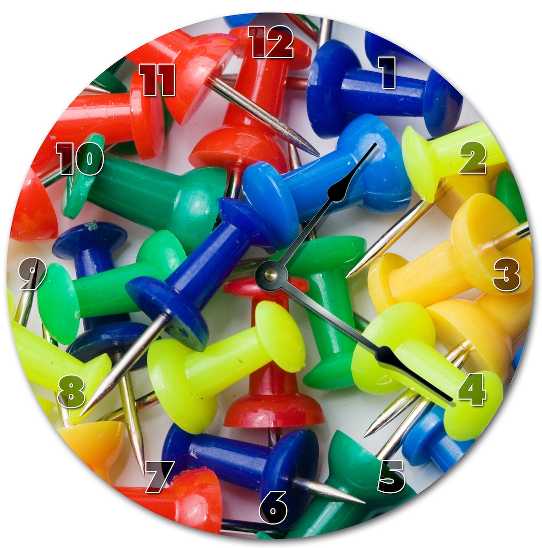 Push Pins Clock: Colorful 10.5" Living Room Wall Decor - Etsy