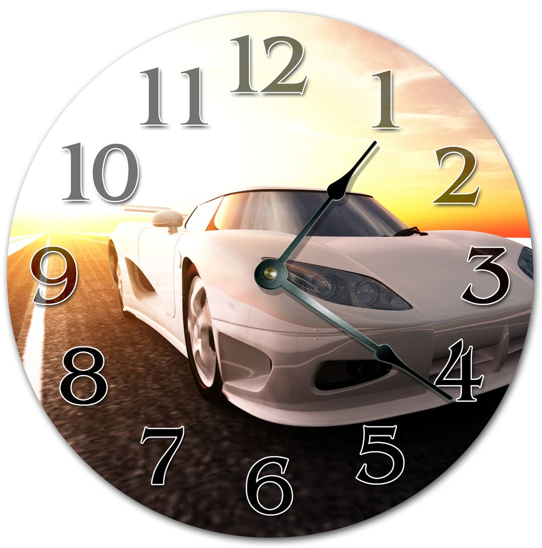 10.5" SPORTS CAR Clock - Living Room Clock - Large 10.5" Wall Clock ...