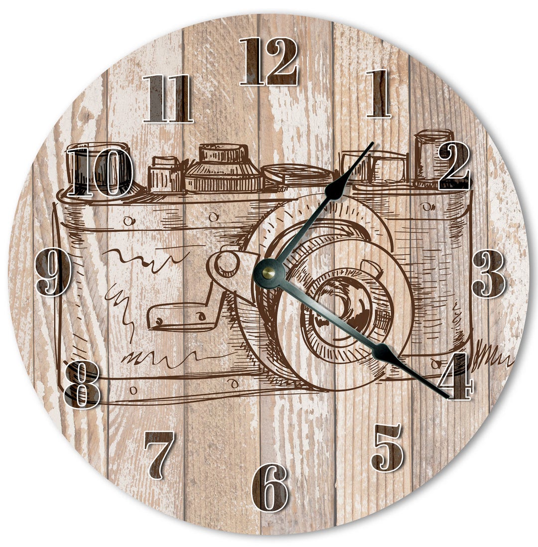 10.5" Cool VINTAGE CAMERA Clock - Living Room Clock - Large 10.5" Wall ...