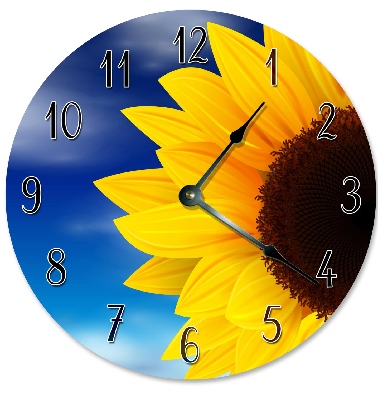 Clocks 2111 SUNFLOWER FIELD Clock Large 10.5 Wall Clock Home Décor Home ...
