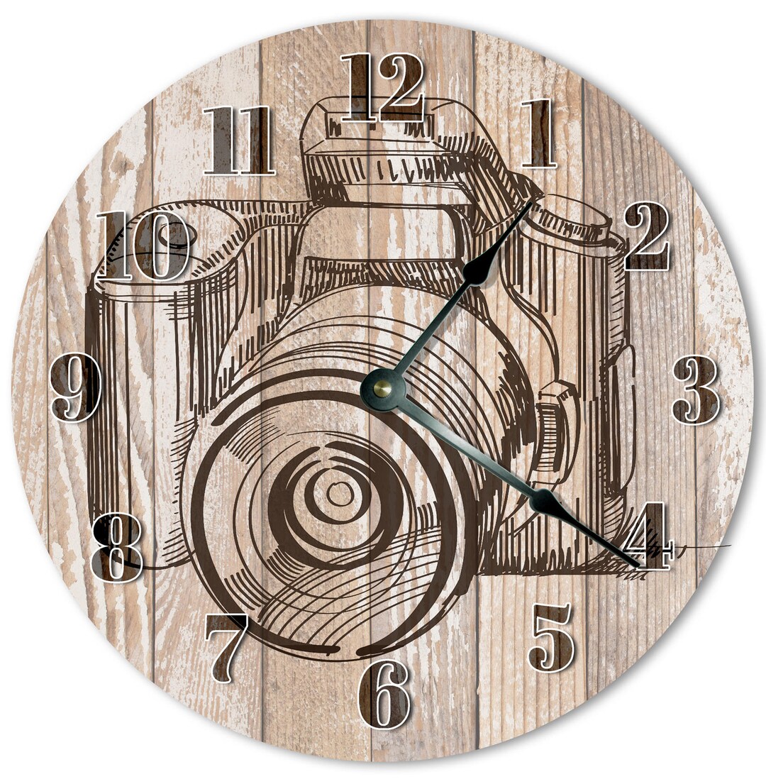 10.5" Cool VINTAGE CAMERA Clock - Living Room Clock - Large 10.5" Wall ...