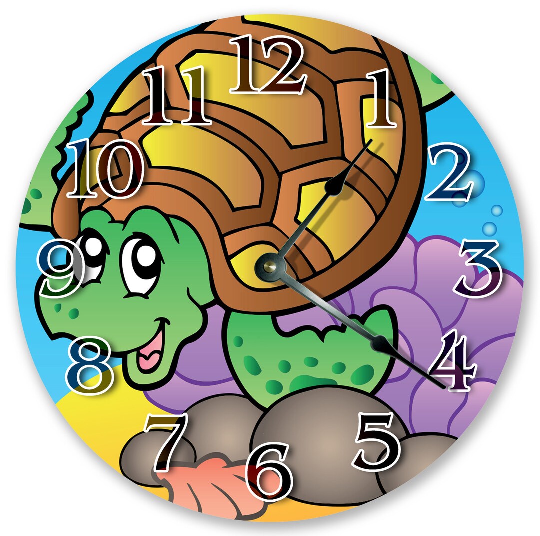 10.5" Cute Sea Turtle Cartoon Clock - Kids Clock - Living Room Clock ...
