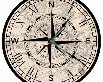 Compass Rose Wall Clock | Etsy