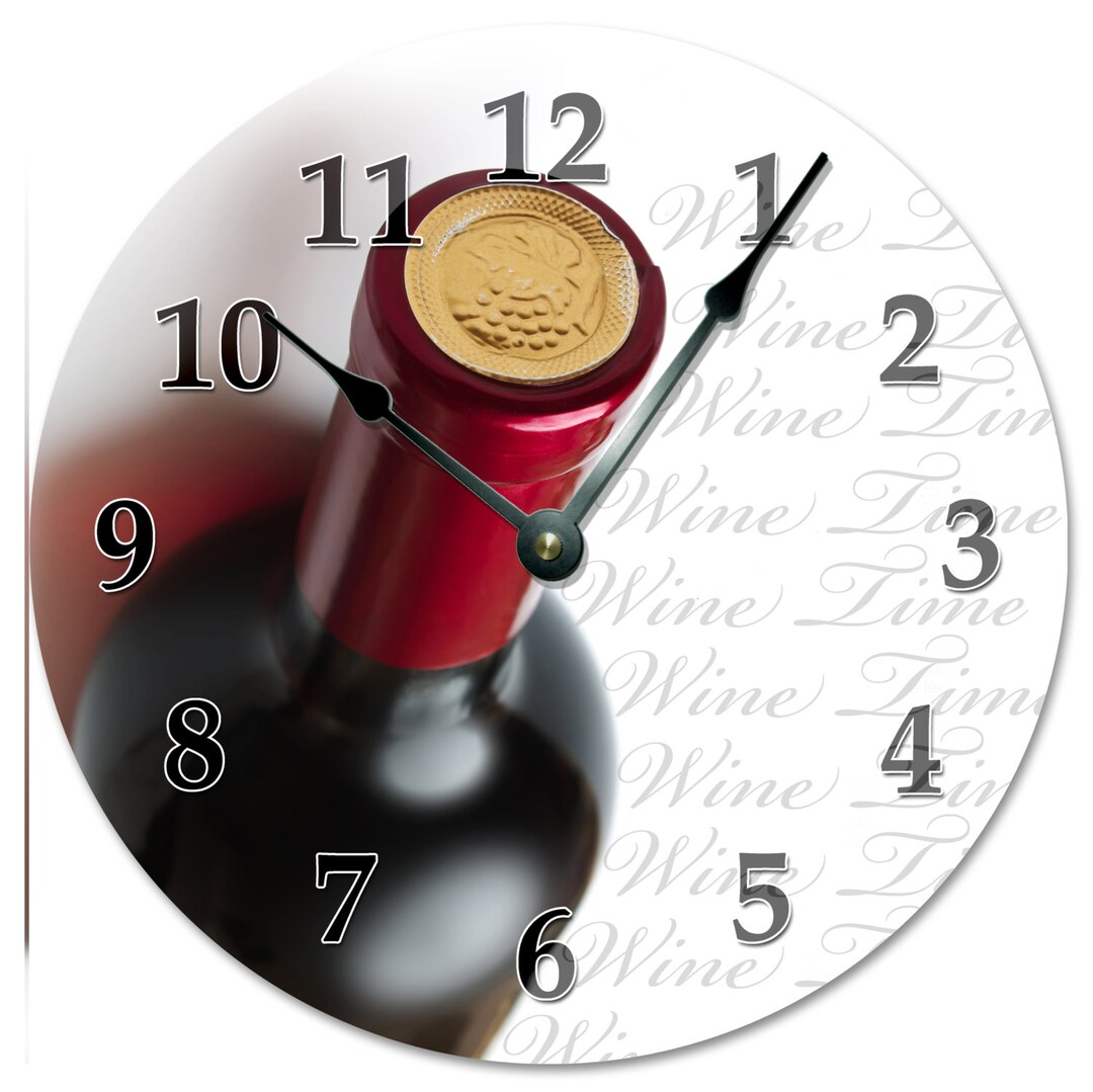 WINE TIME CLOCK Extra Large 15" Wall Clock Unique Large Wall Clock for ...