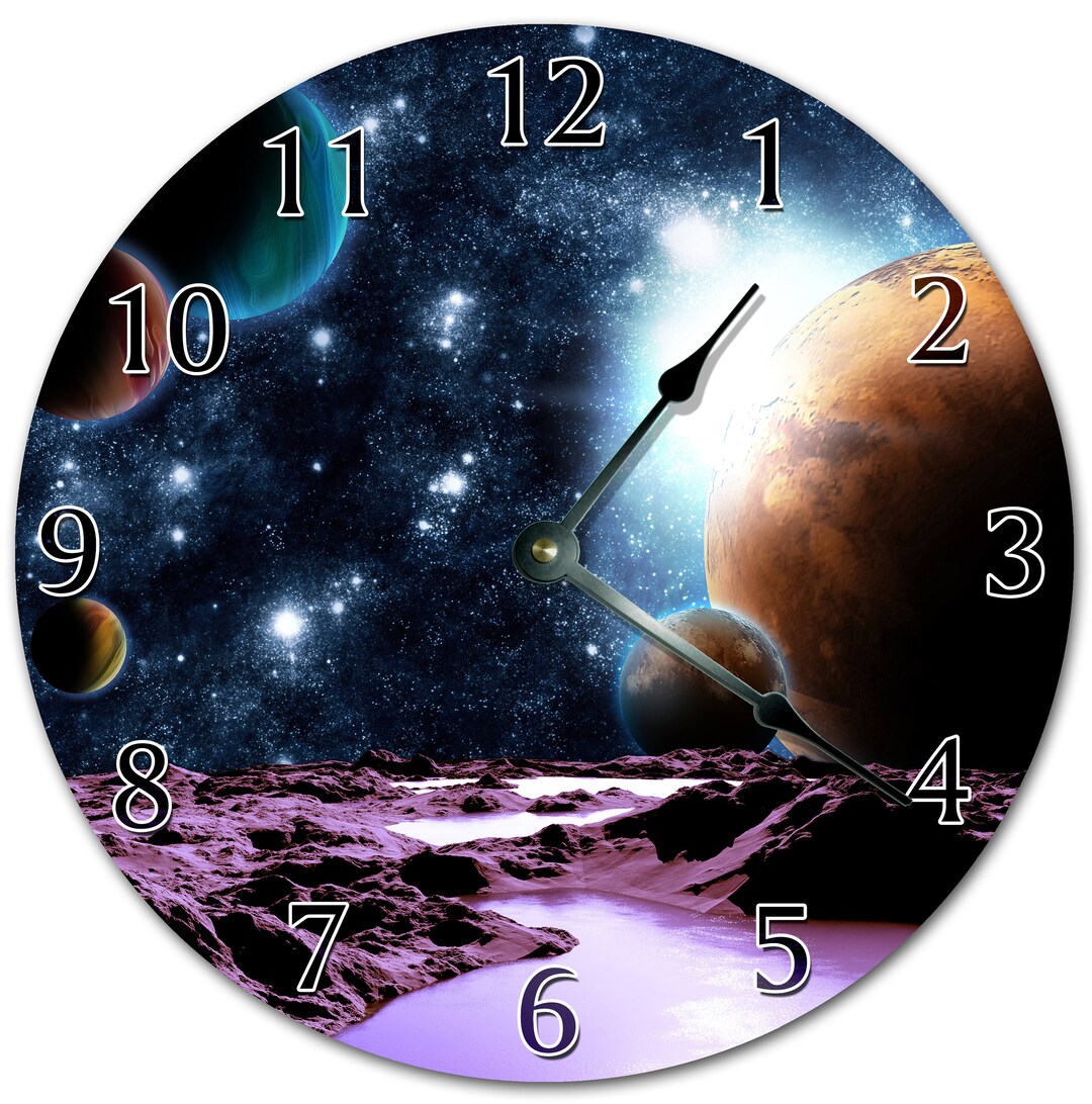 10.5" OUTER SPACE Clock - Living Room Clock - Large 10.5" Wall Clock ...