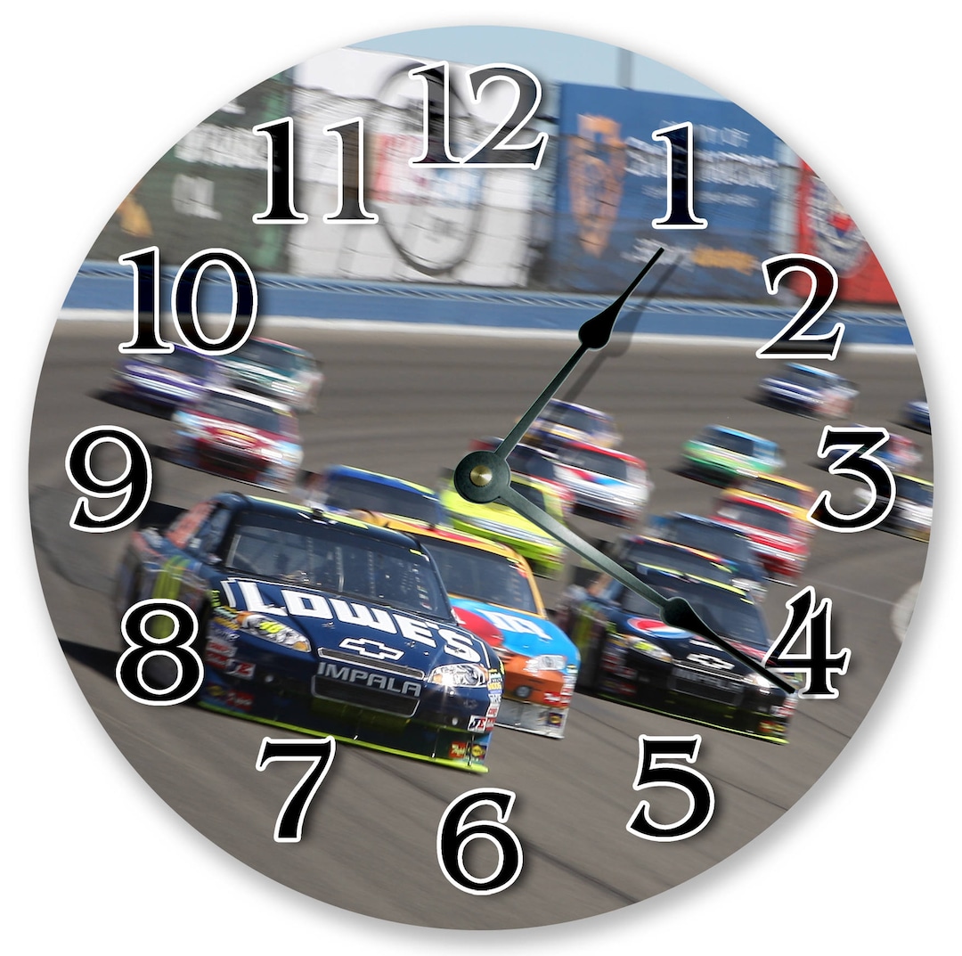 10.5" Nascar Racing Clock - Race Lover Clock- Living Room Clock - Large ...