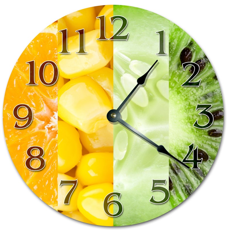 10.5 Orange Corn Cucumber Kiwi Design Clock Orange and - Etsy