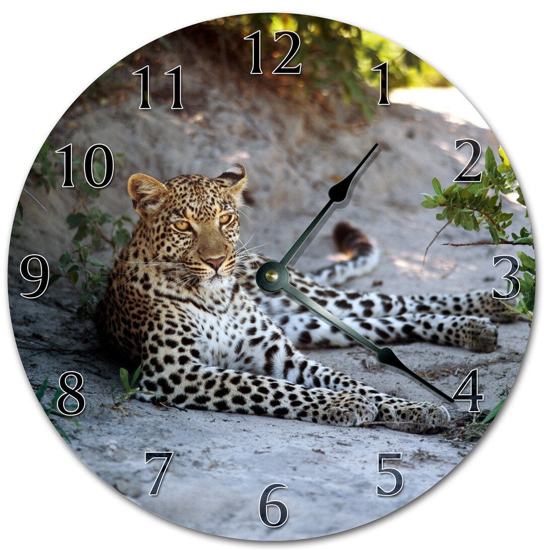 10.5" CHEETAH Clock - Living Room Clock - Large 10.5" Wall Clock - Home ...