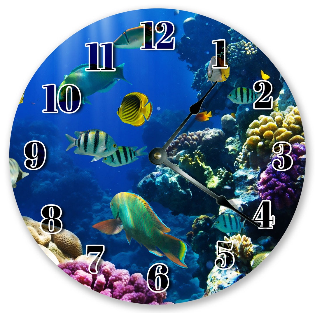 Marine Sea Fish Clock: 10.5" Beach House Decor - Etsy