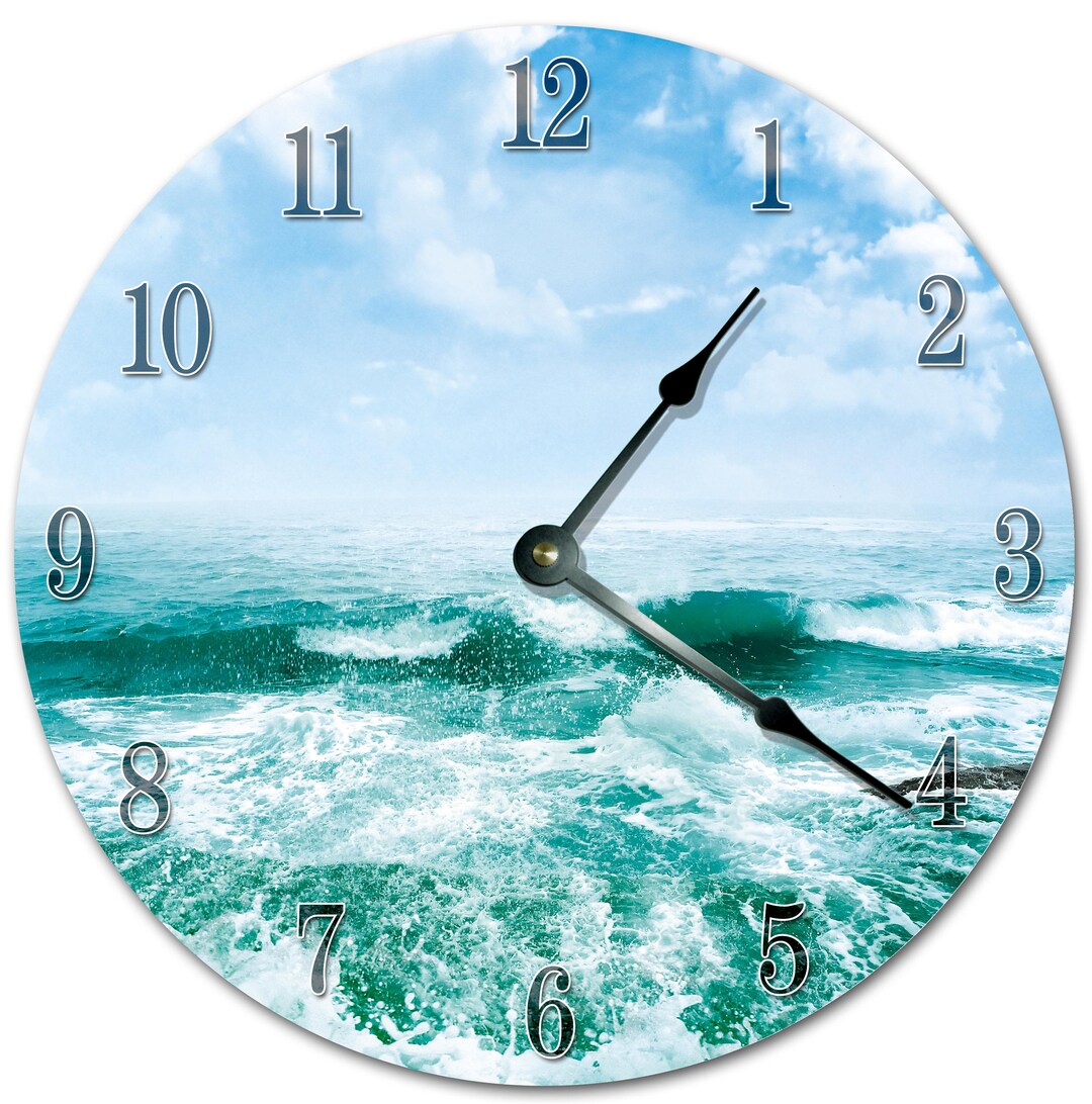 Beach Ocean Wave Clock: 10.5" Silent Wall Decor - Etsy