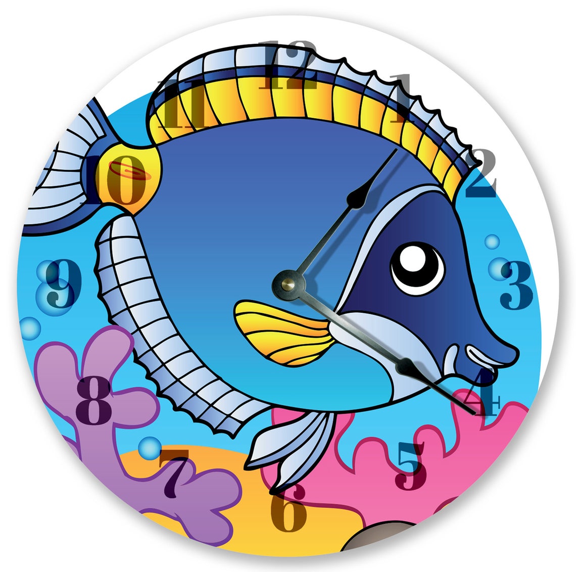 10.5 Smiling Cute Blue Fish Clock Kids Clock Living - Etsy UK