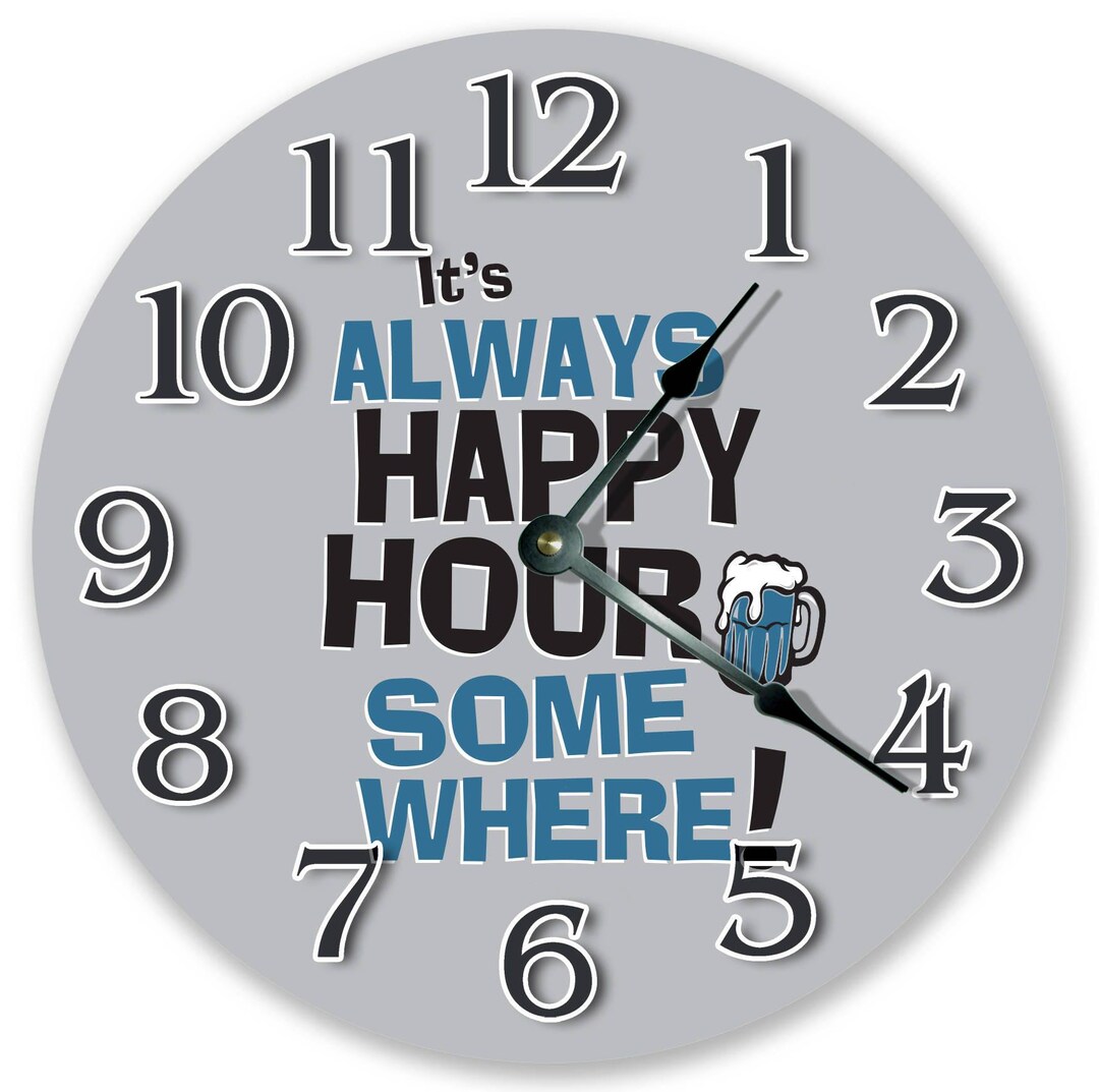 Happy Hour Clock: 10.5" Silent Wall Decor - Etsy