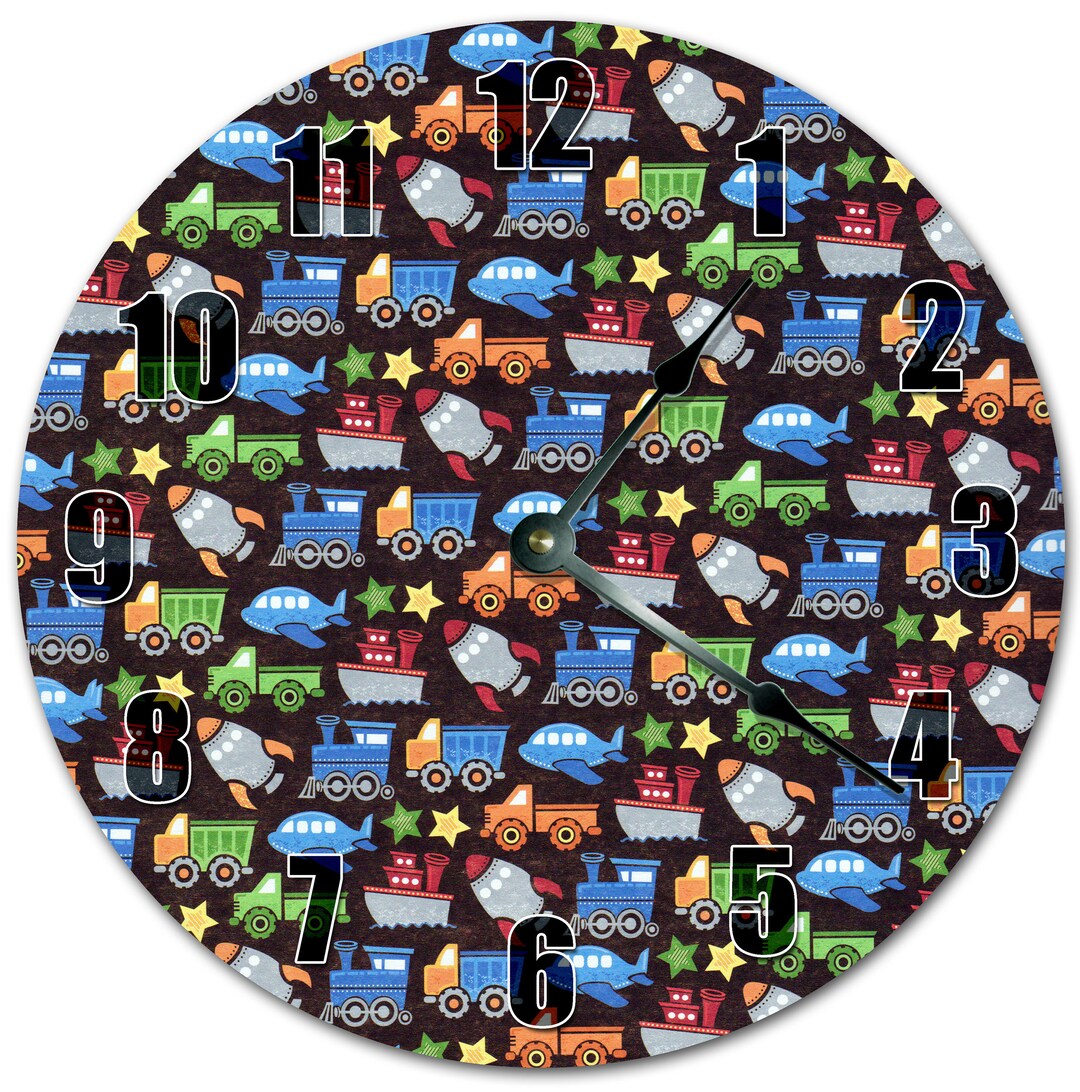 Vehicles Kids Clock: 10.5" MDF Wood Wall Decor - Etsy