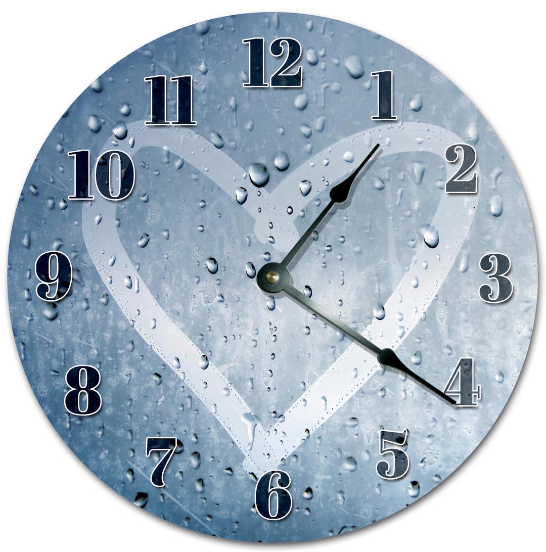 Heart in Rain Clock: 10.5" MDF Silent Wall Decor - Etsy