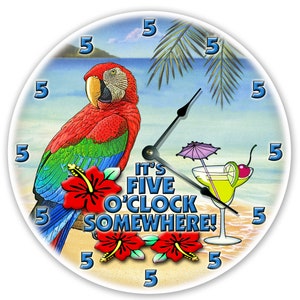 12 BEACH CLOCK TROPICAL Decor 5 O'clock Somewhere - Etsy