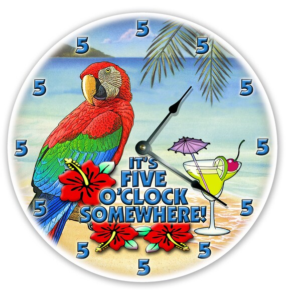 12 BEACH CLOCK TROPICAL Decor 5 O'clock Somewhere - Etsy