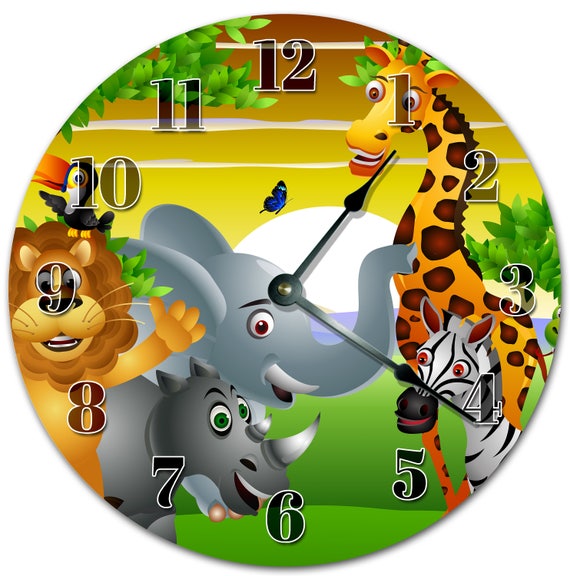 10.5 Smiling Wild Animals Cartoon Clock Living Room - Etsy