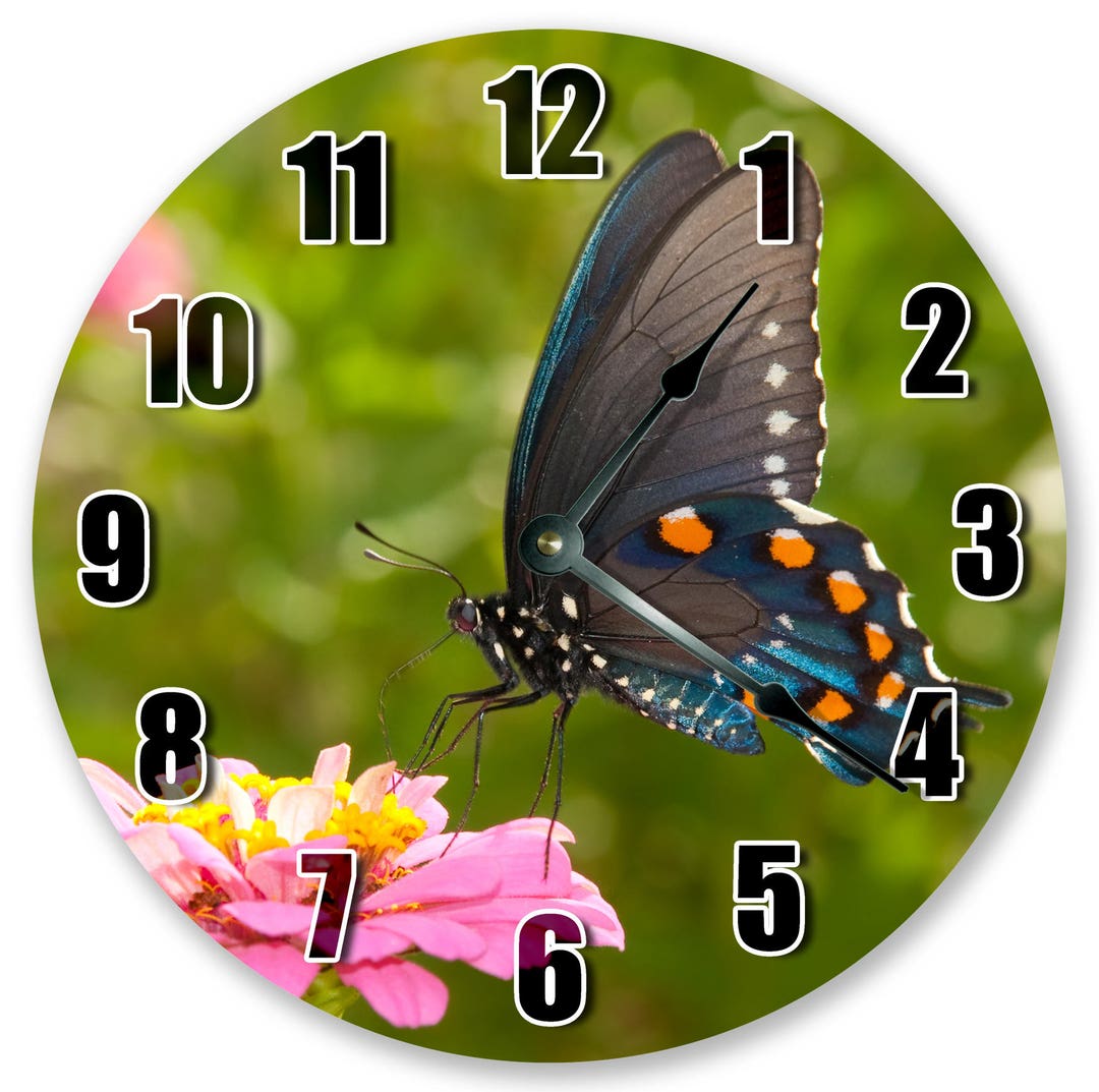 Butterfly Wall Clock: Black & Orange Insect Decor (10.5") - Etsy