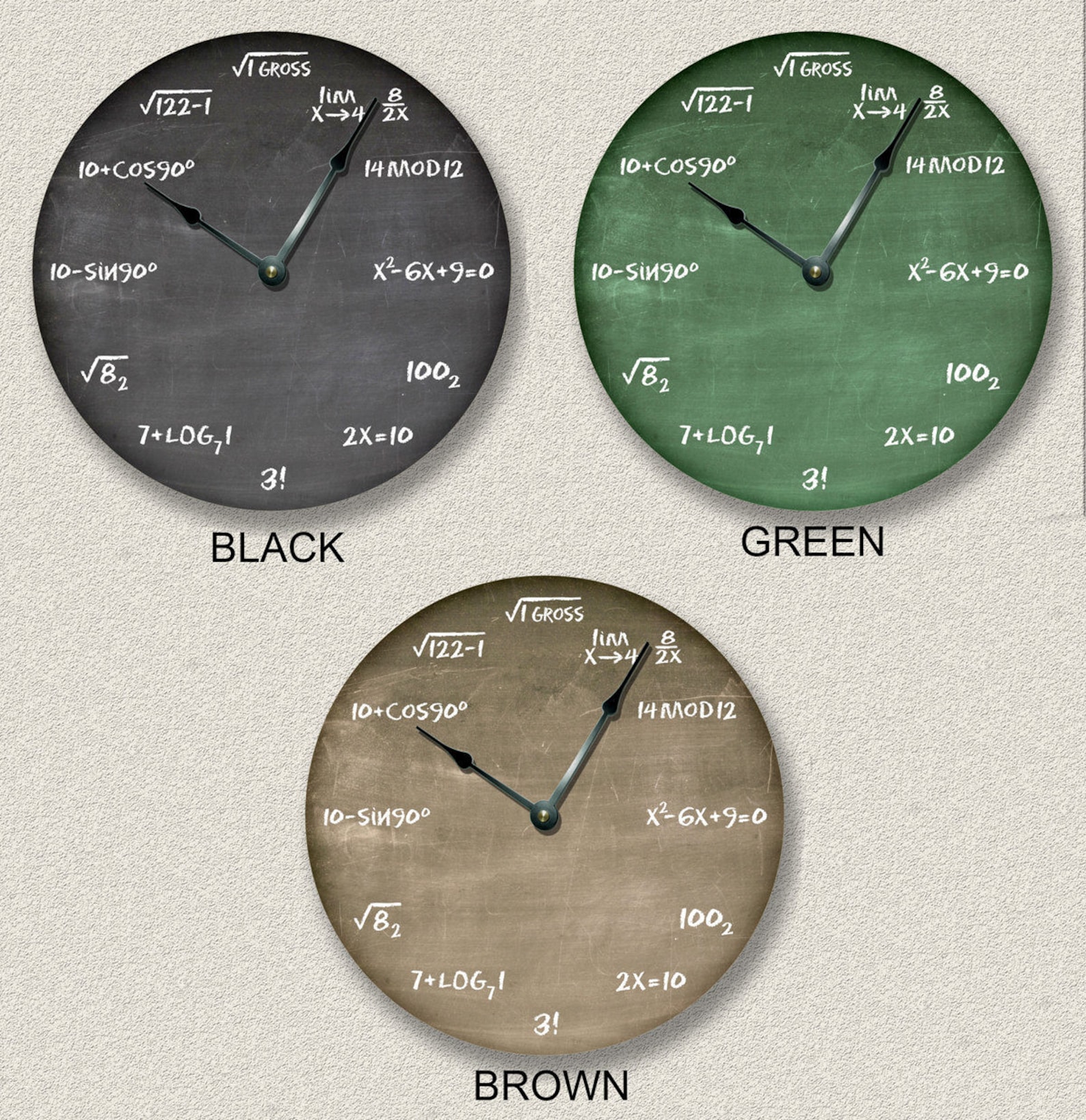 MATH WALL Clock Chalkboard Clock Large 10 Wall Clock | Etsy