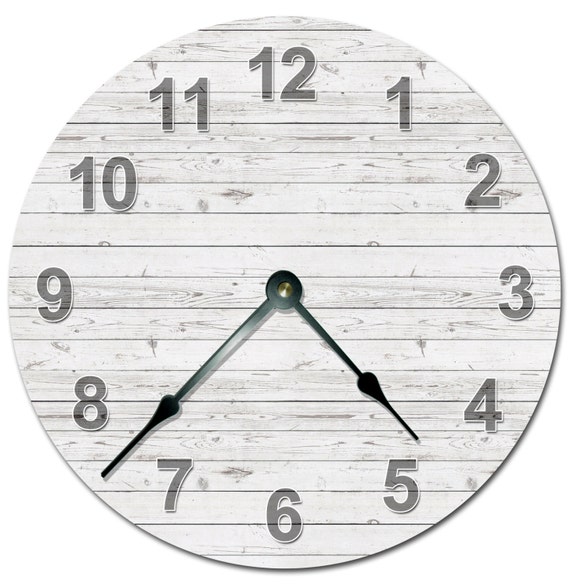 WHITE WOOD BOARDS Clock Extra Large 15 Wall Clock | Etsy