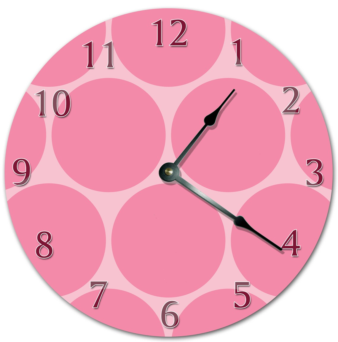 10.5" BIG CIRCLE Design Clock - PINK Clock - Living Room Clock - Large ...