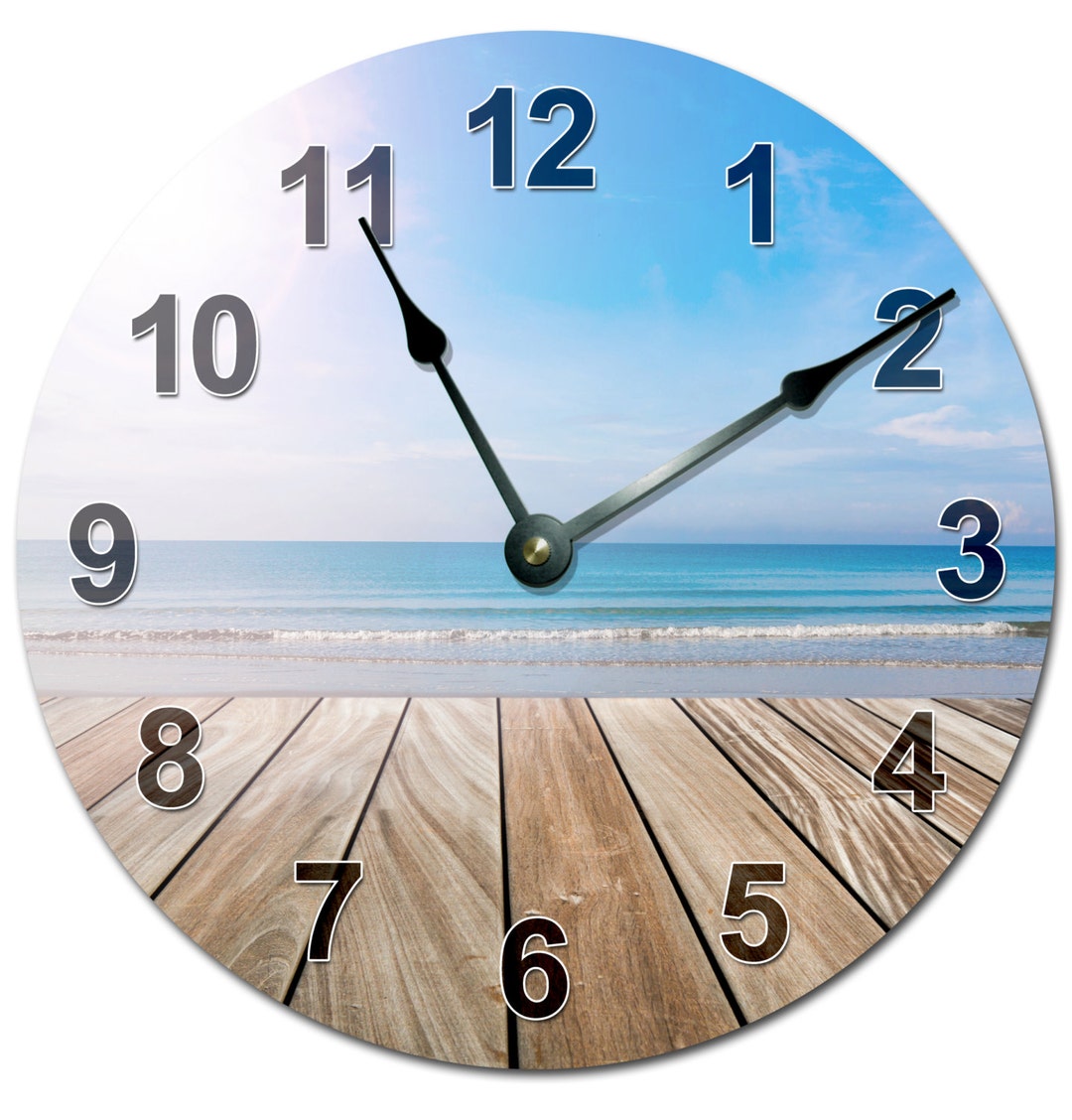 DECK ON BEACH Clock Extra Large 15 Wall Clock Beach Wall Clock, Beach ...