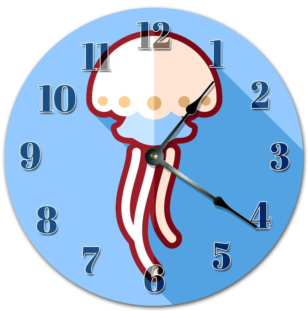Jellyfish Cartoon Clock: 10.5" MDF Silent Wall Decor - Etsy