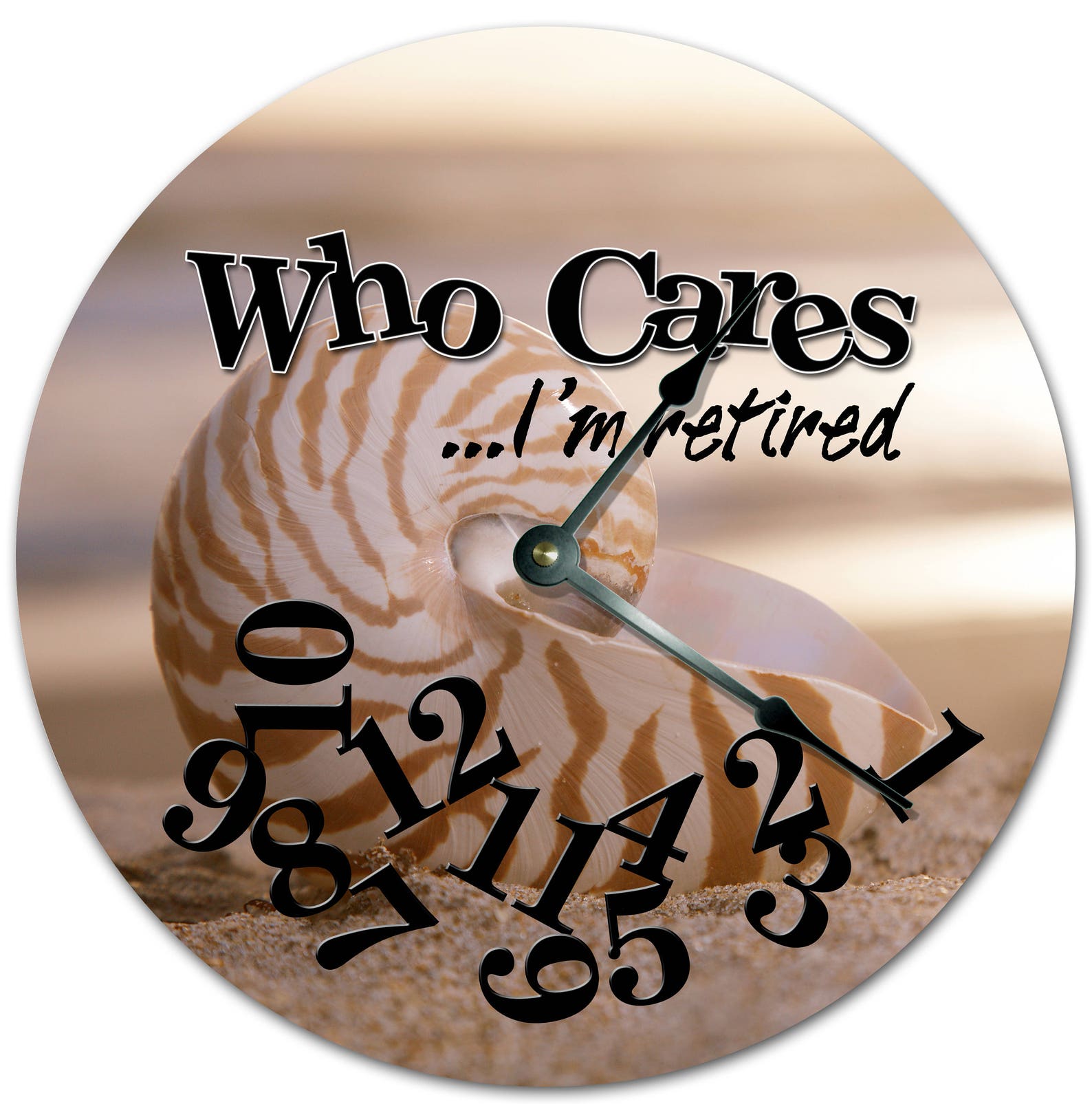 10.5 WHO CARES I'm RETIRED Nautilus Shell Clock | Etsy