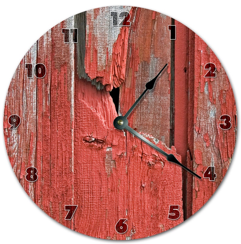10.5 Red WOODEN Fence Clock Living Room Clock Large - Etsy