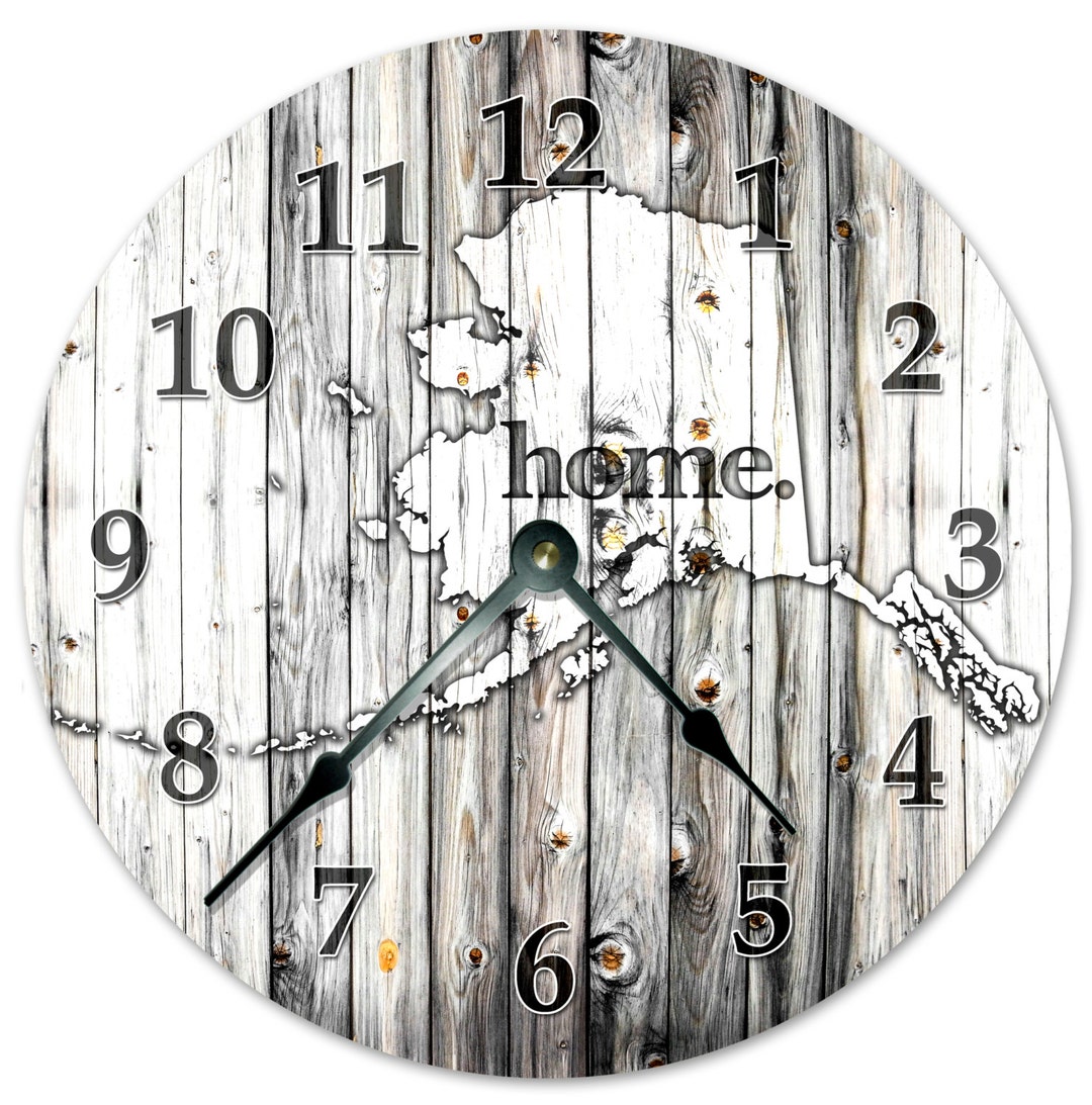 ALASKA STATE HOME Clock Huge 15 Inch Clock Black and White State Map ...