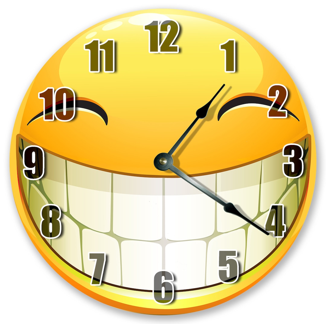 10.5" SMILING EMOJI Clock - Large 10.5" Wall Clock - Emoticon Clock ...