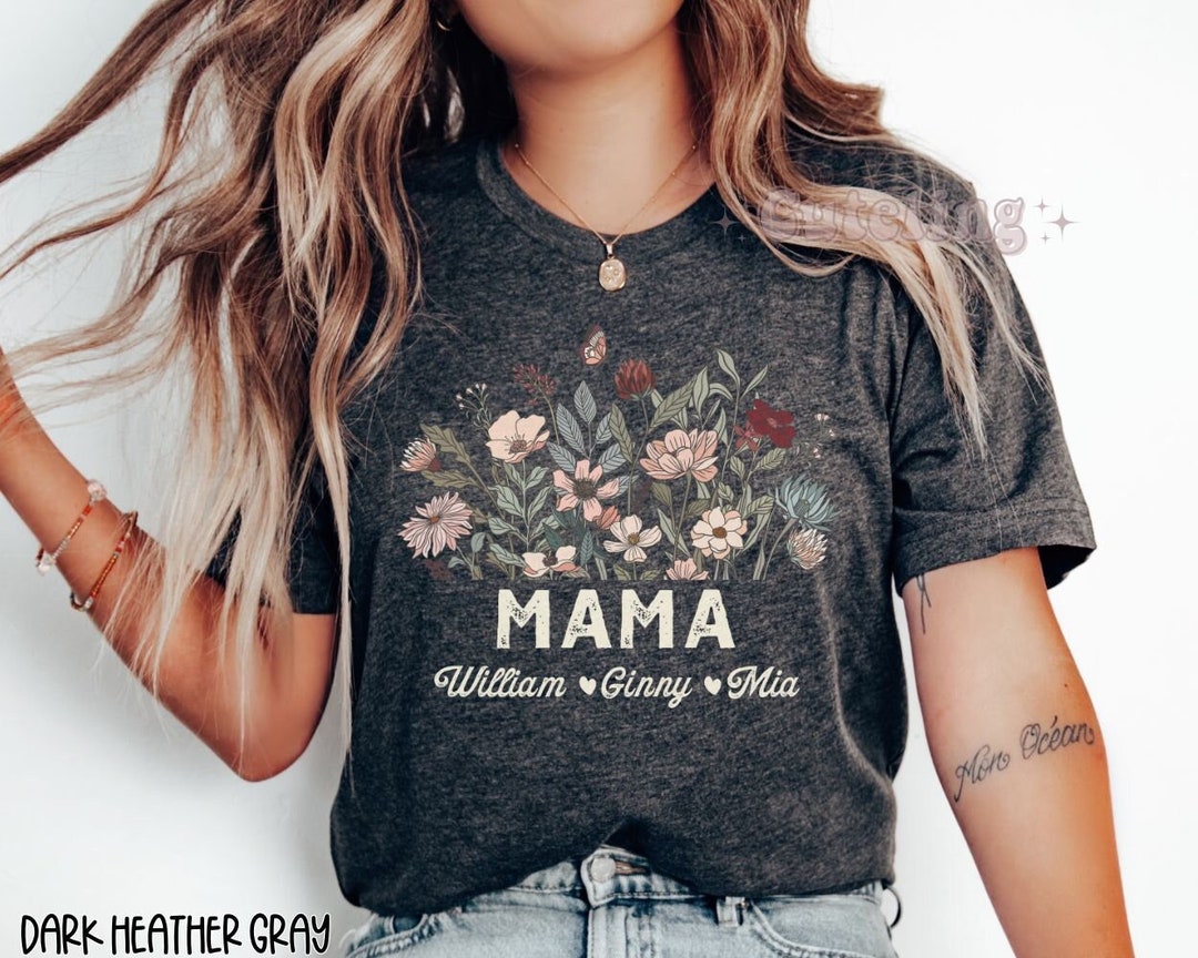Custom Mama Shirt, Mom Shirt With Names, Personalized Mama T-shirt ...