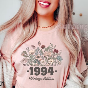 1994 Shirt, 30th Birthday Shirt, Flower 1994 Birth Year Number Shirt ...
