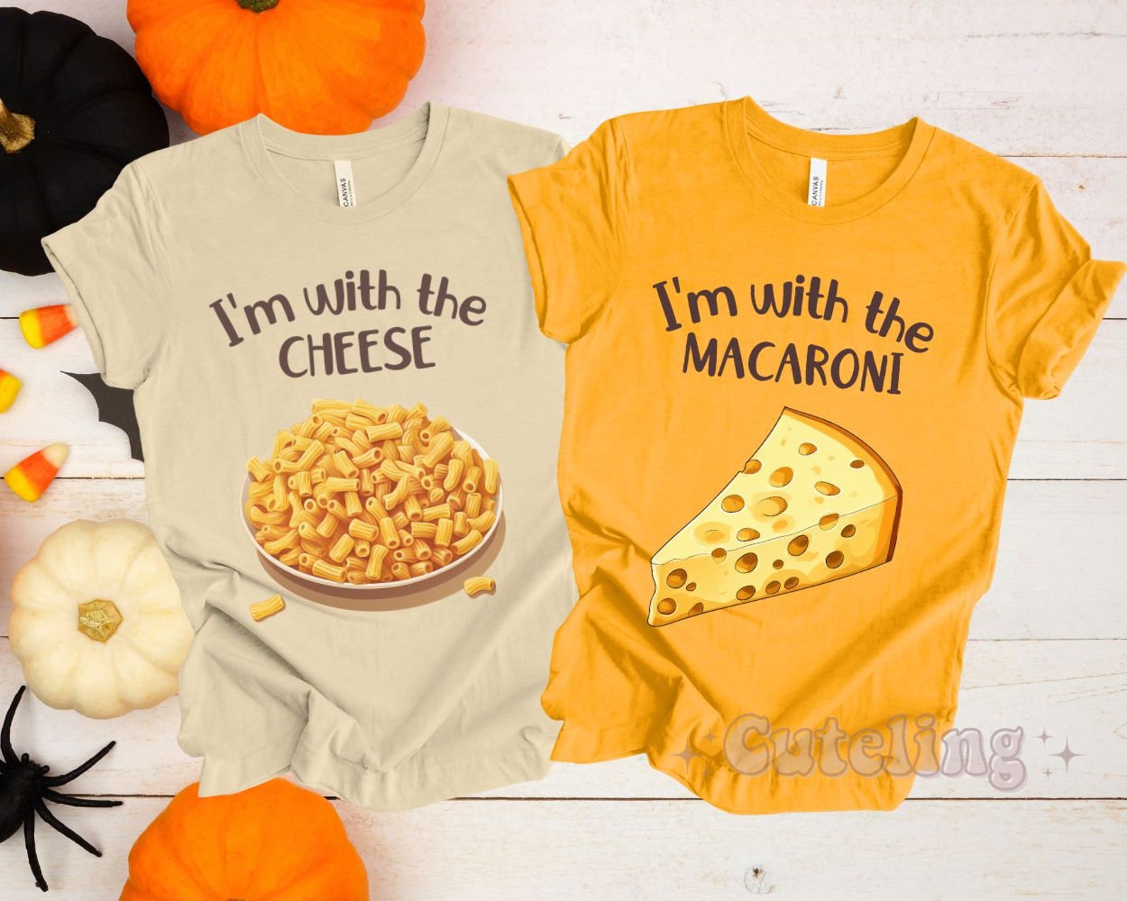 Halloween Couples Costume Shirts Mac N Cheese Costume, Funny Best Friends Costume, Macaroni and ...
