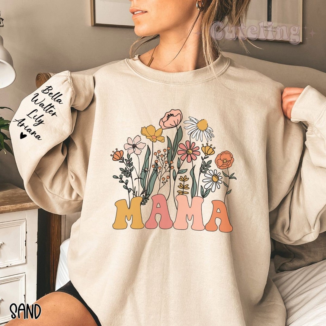 Personalized Mama Est Sweatshirt With Kids Names on Sleeve, Mama ...