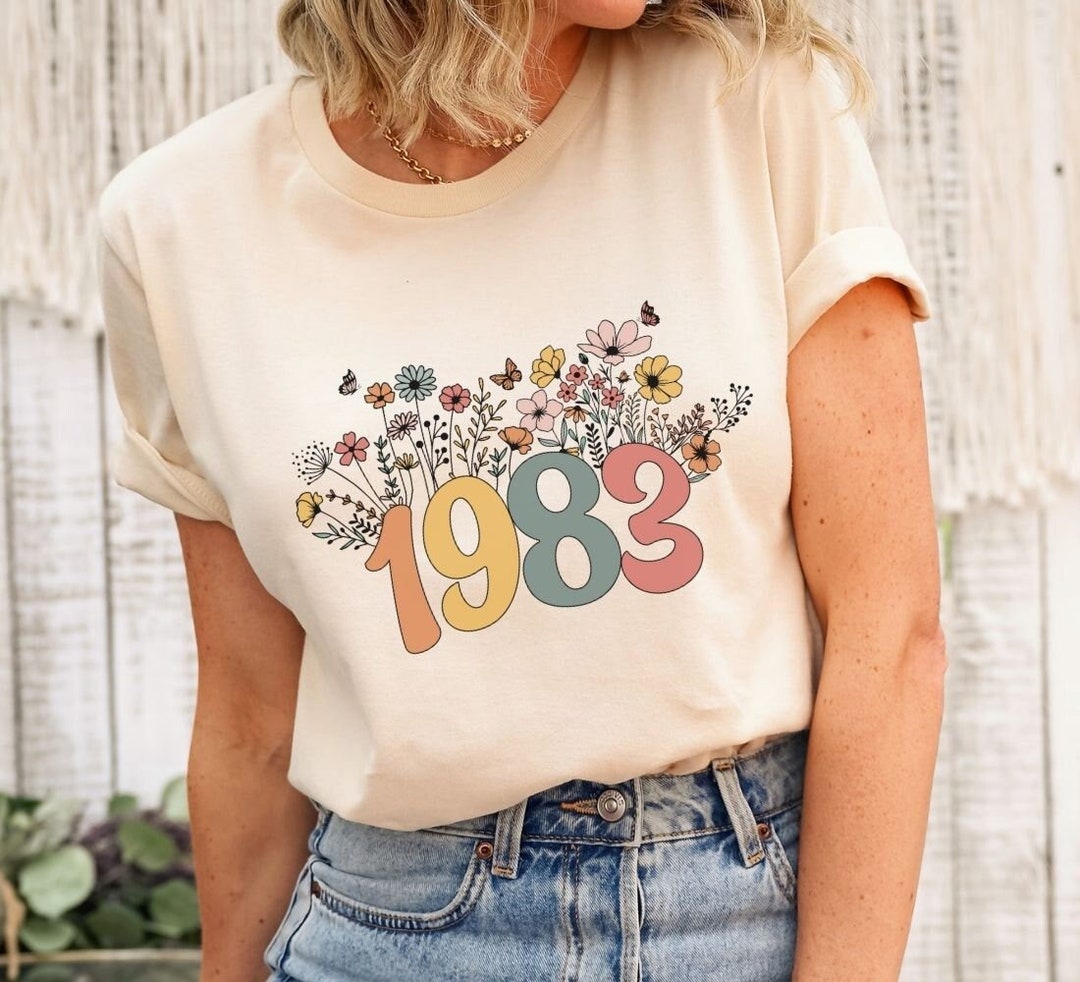 1983 Shirt, 40th Birthday Shirt, Wildflowers 1983 Birth Year Number ...
