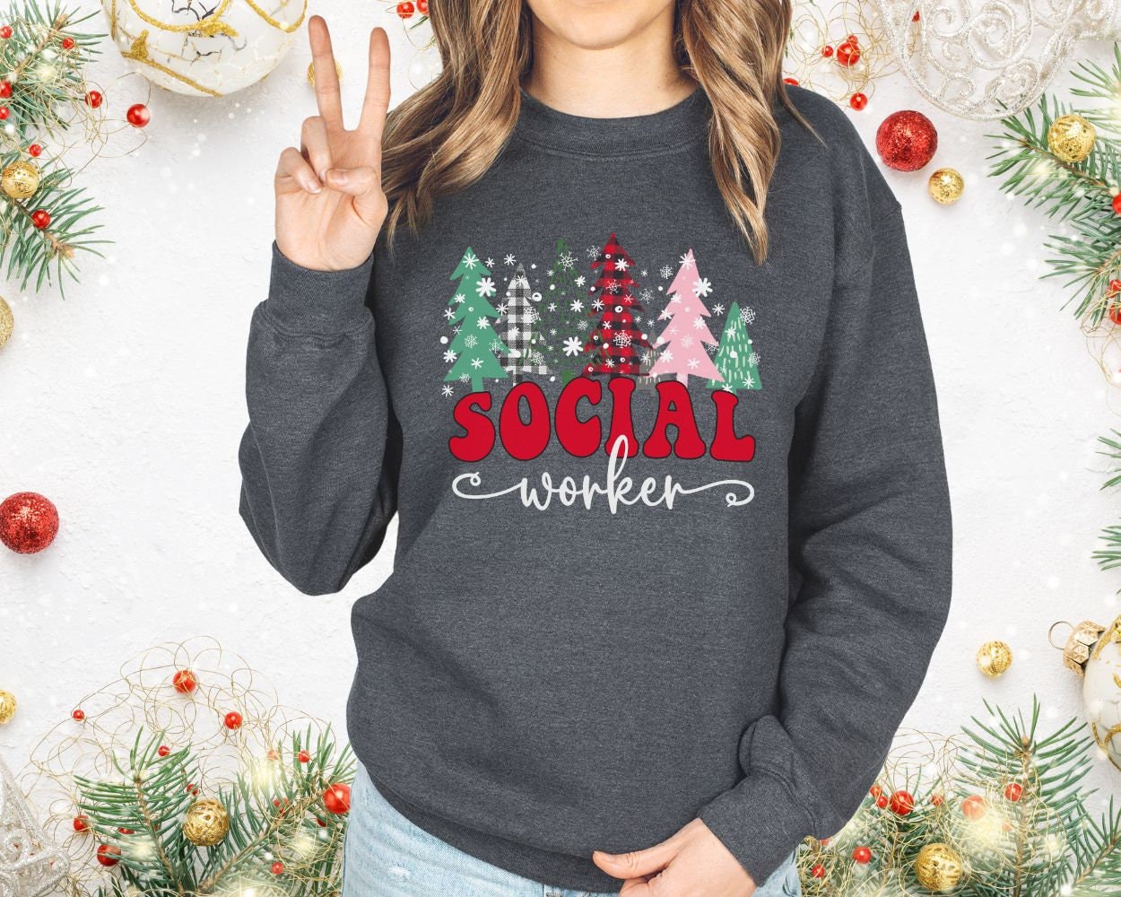 Social Worker Christmas Sweatshirt, Christmas Social Worker gift ...