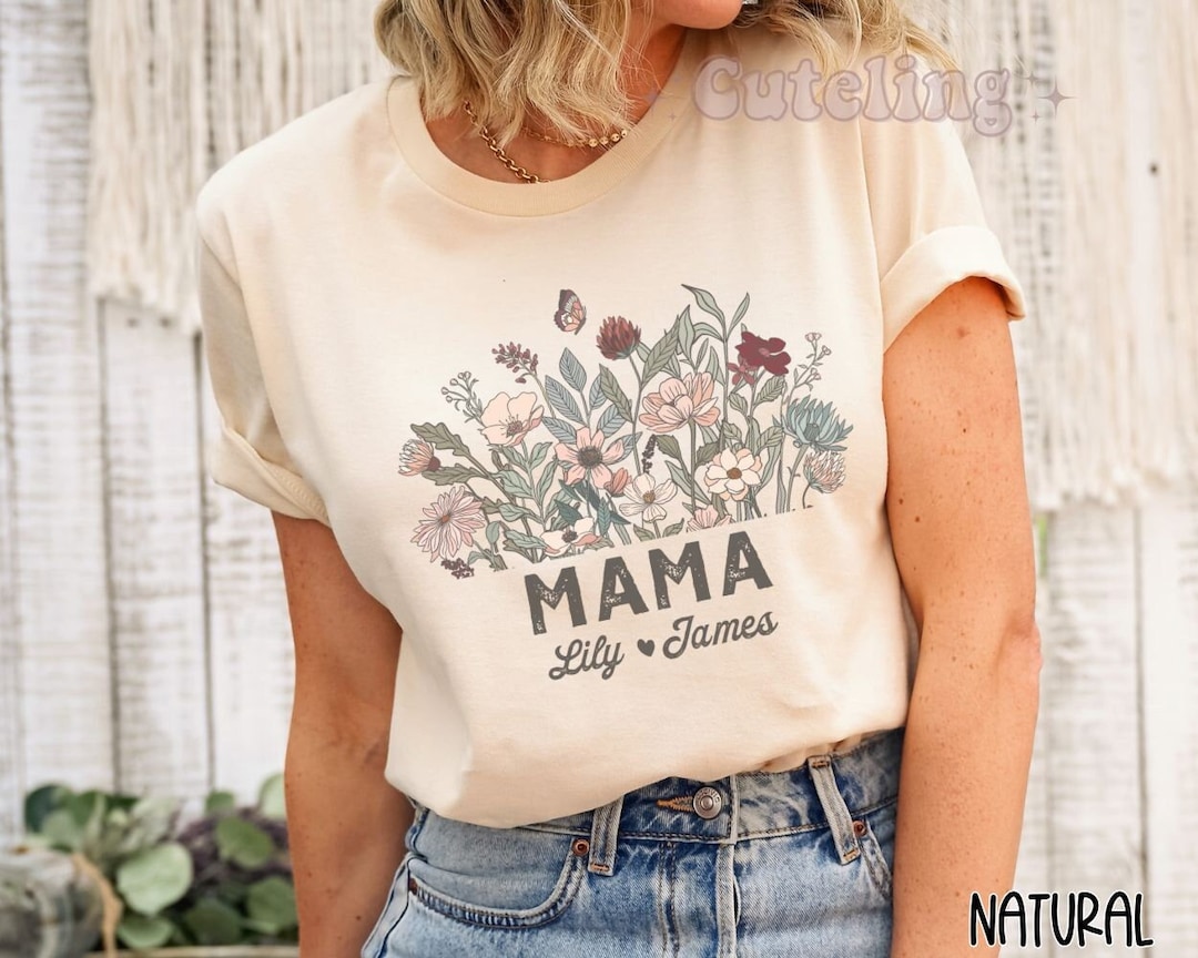 Custom Mama Shirt, Mom Shirt With Names, Personalized Mama T-shirt ...