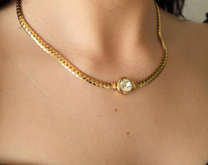 Vintage Christian Dior Necklace, Dior Chain Necklace, Dior Woven Chain ...