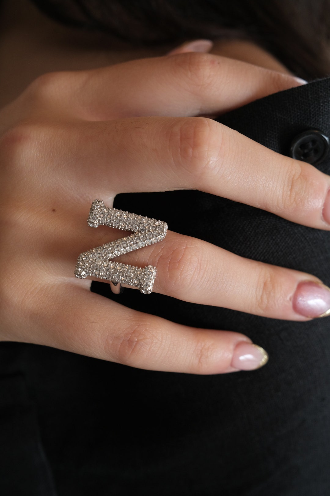 Y2K Style Initial Ring N, Initial Ring, Bridesmaid Ring, Letter Ring ...