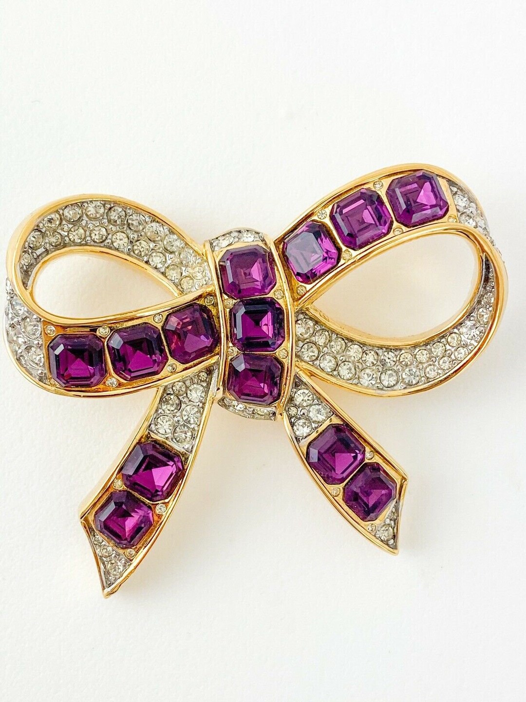 Vintage NINA RICCI Brooch: Gold Bow With Purple Rhinestones - Etsy