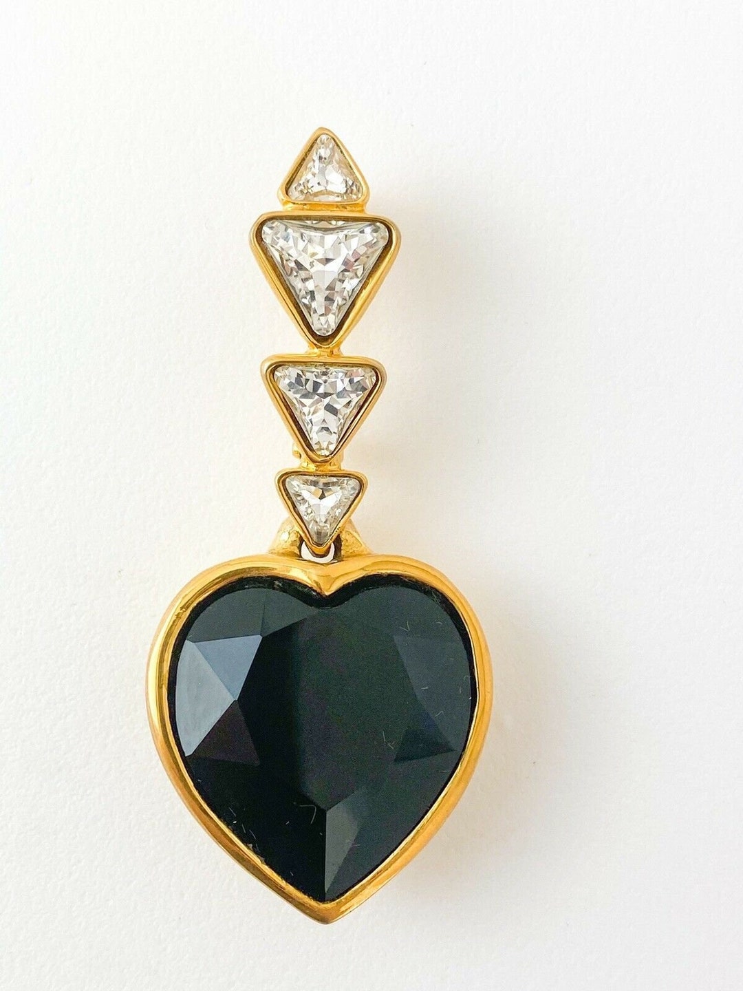 Vintage YSL Brooch Pin, Yves Saint Laurent Heart Brooch Pin, Black ...