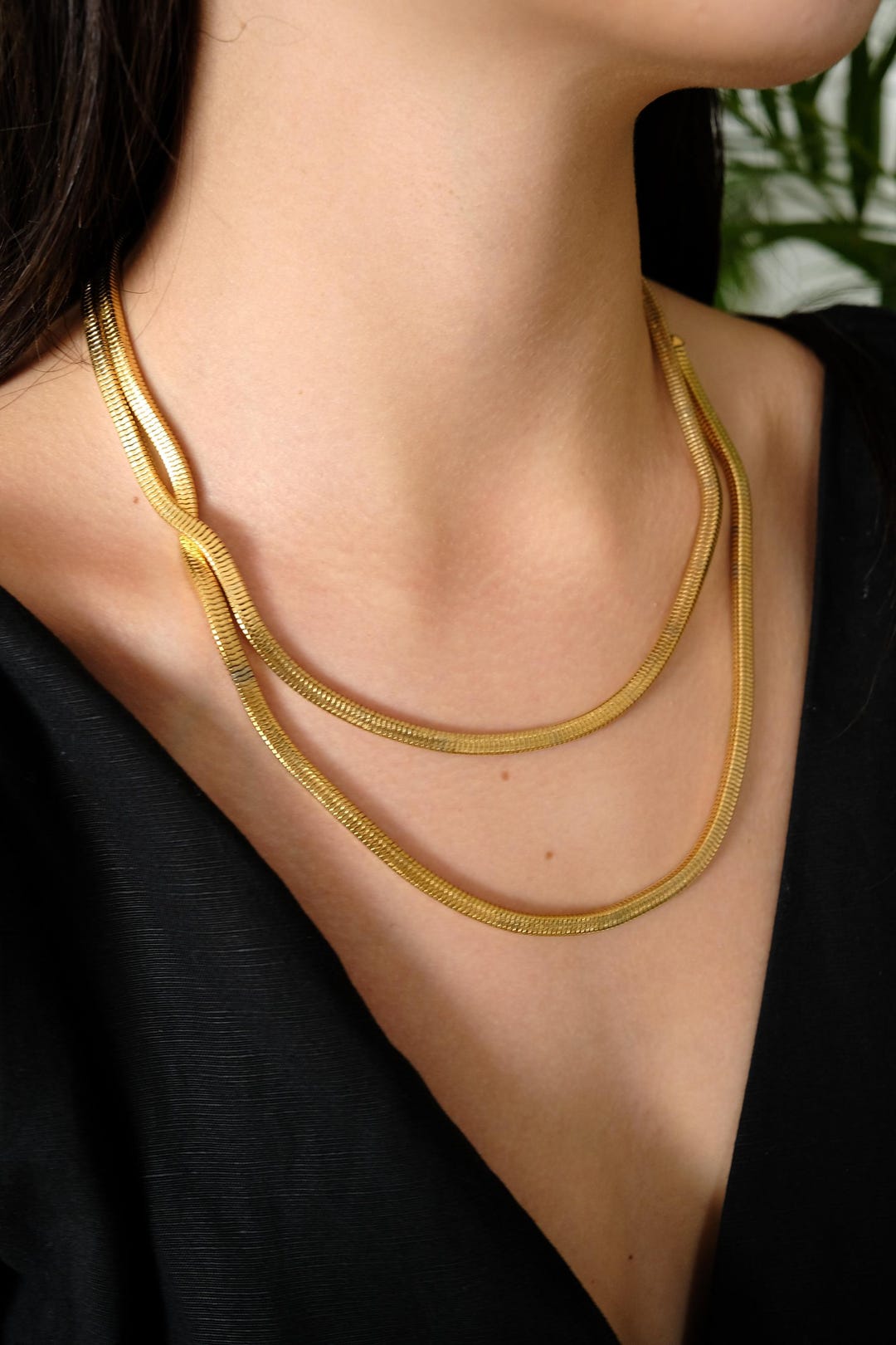 Vintage Christian Dior Gold Snake Chain Necklace: 1980s Layering ...