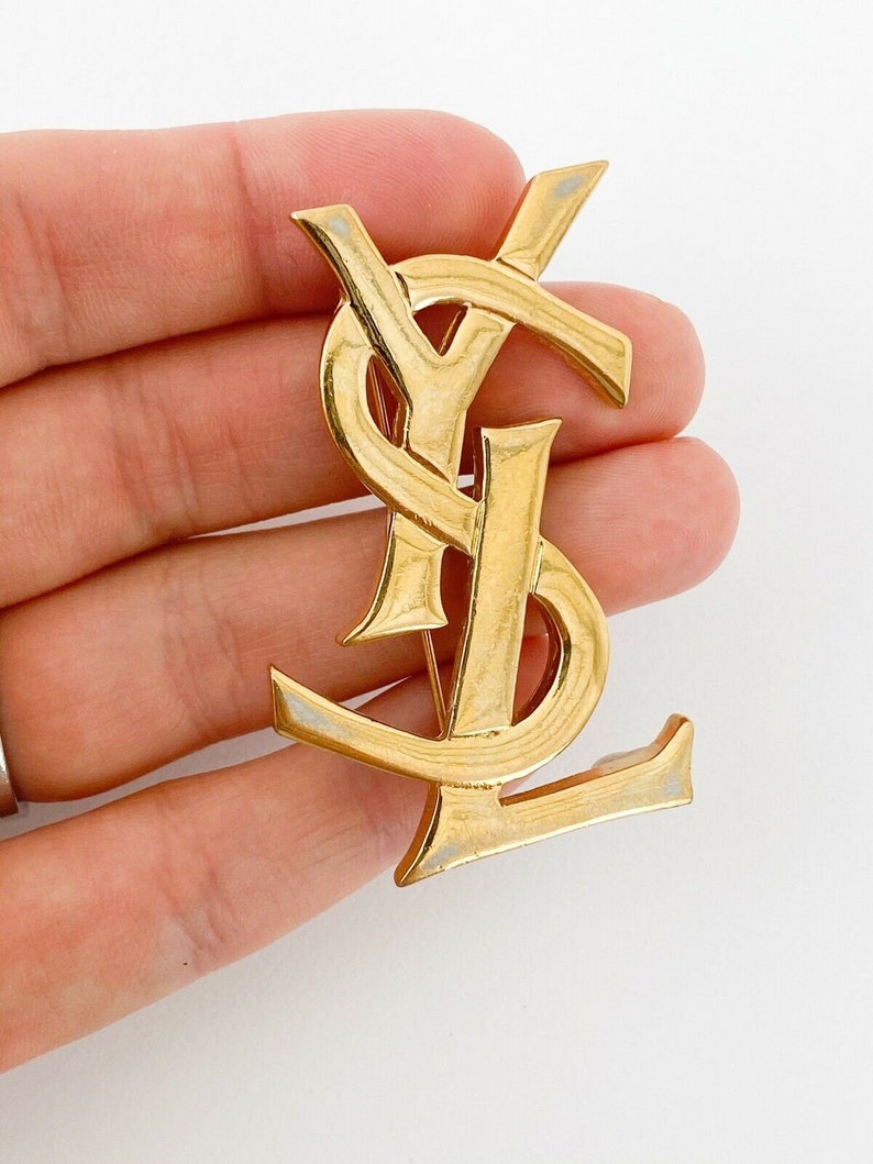 Vintage YSL Yves Saint Laurent Brooch Pin YSL Logo Brooch - Etsy