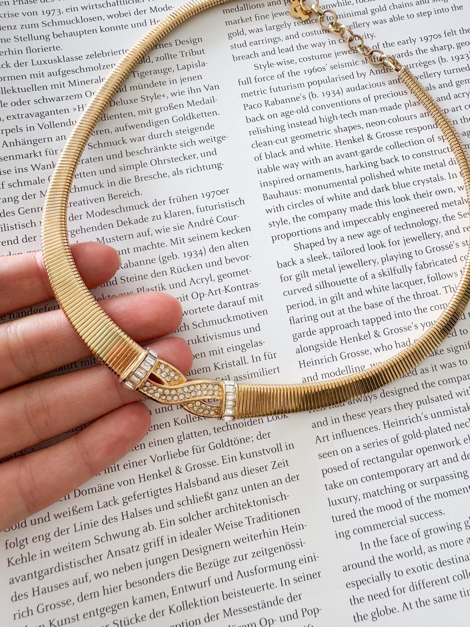 Vintage Christian Dior Choker: Gold Snake Chain Necklace, Rhinestone ...