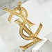 Vintage YSL Yves Saint Laurent Brooch Pin, YSL Logo Brooch, Gold Tone ...