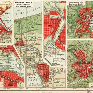 US Cities in the 1920s Map set : New York Chicago Boston Philadelphia ...