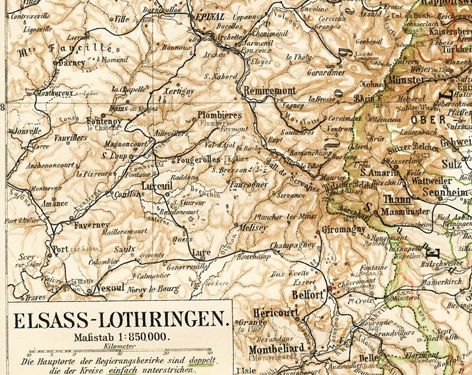 Alsace - Lorraine Map Pre WWI Map French - German Border Map Historical ...