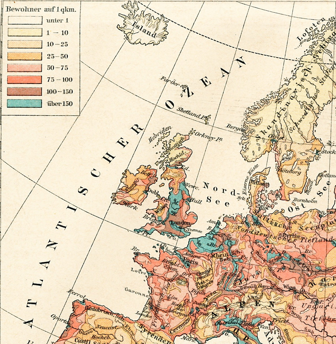 European ethnicities map print population density map Romanic | Etsy